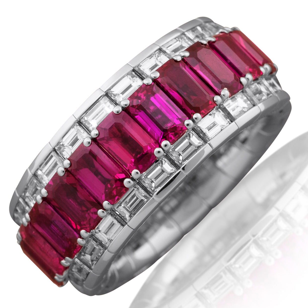 Picchiotti Xpandable™ 6.02CT Three Row Ruby and Diamond Mixed Cut Chan – Brandon Boswell Diamonds