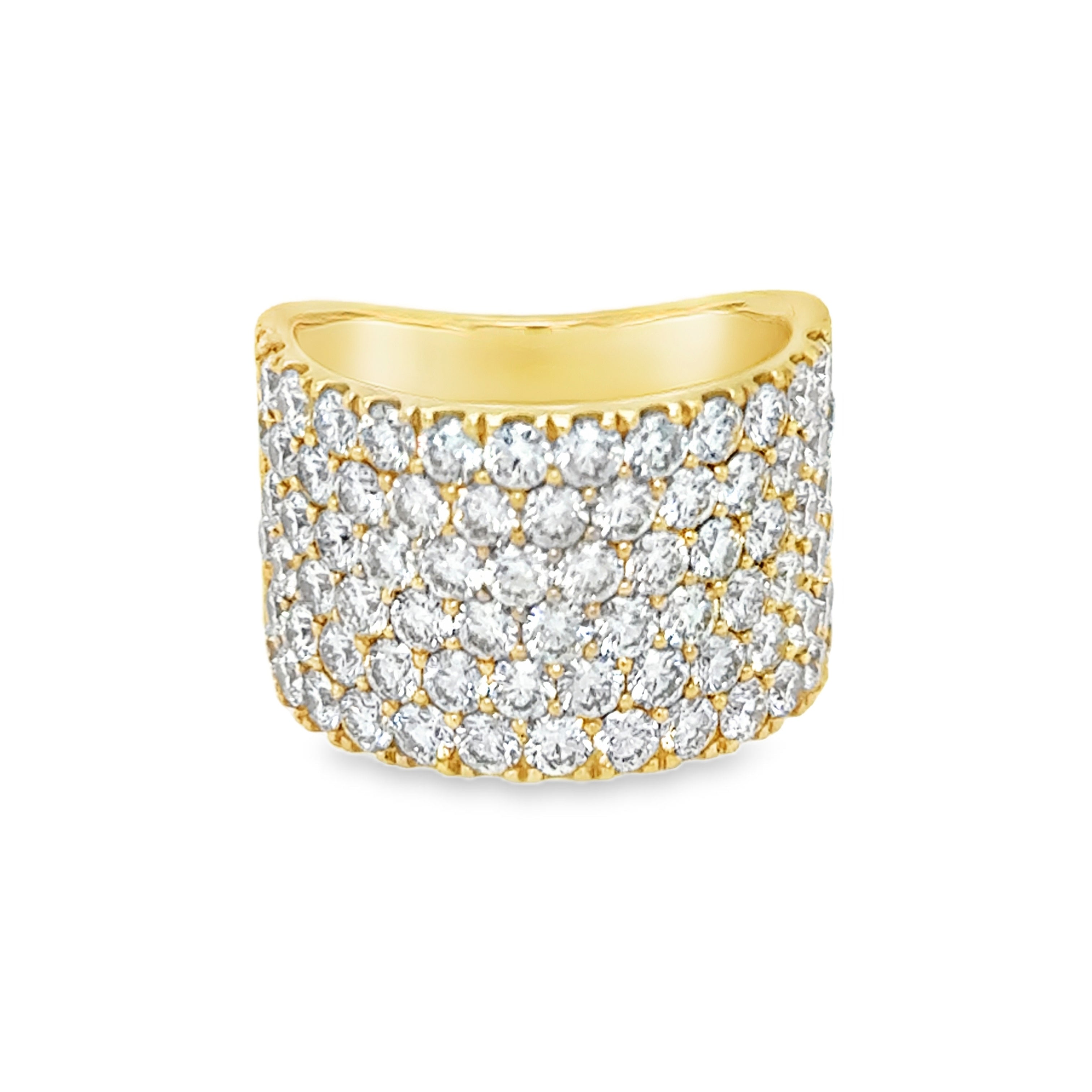 6 Row Diamond Ring in Yellow Gold – Brandon Boswell Diamonds